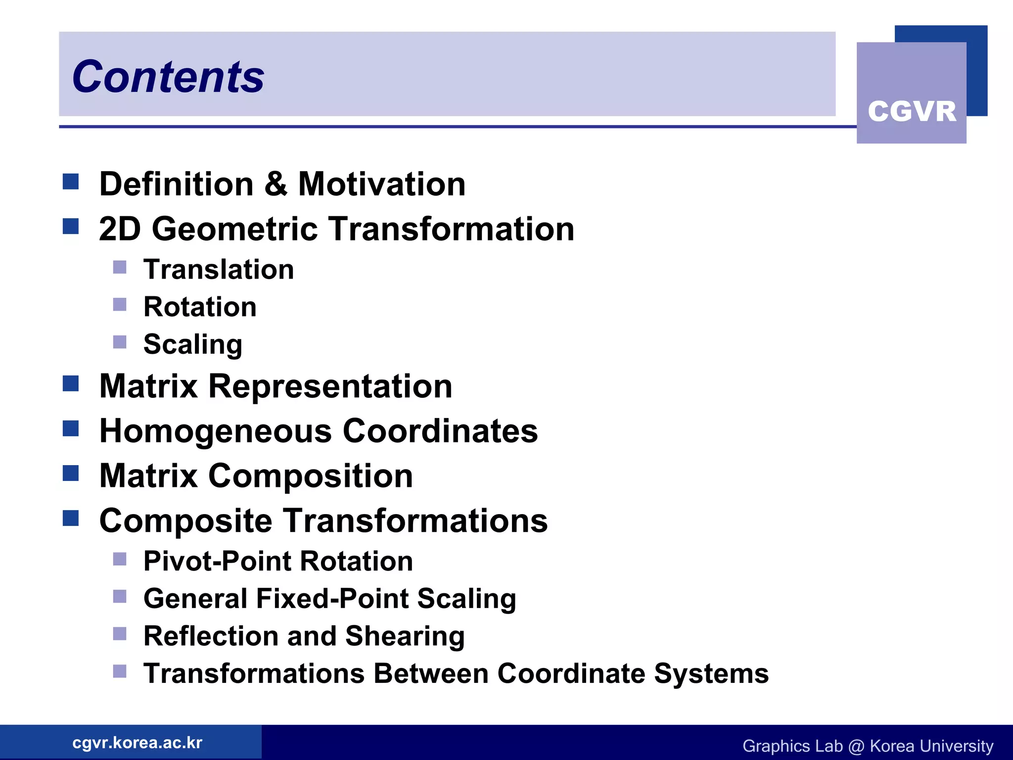 04transformation2d | PPT | 3-D Graphics | Computer Software and Applications