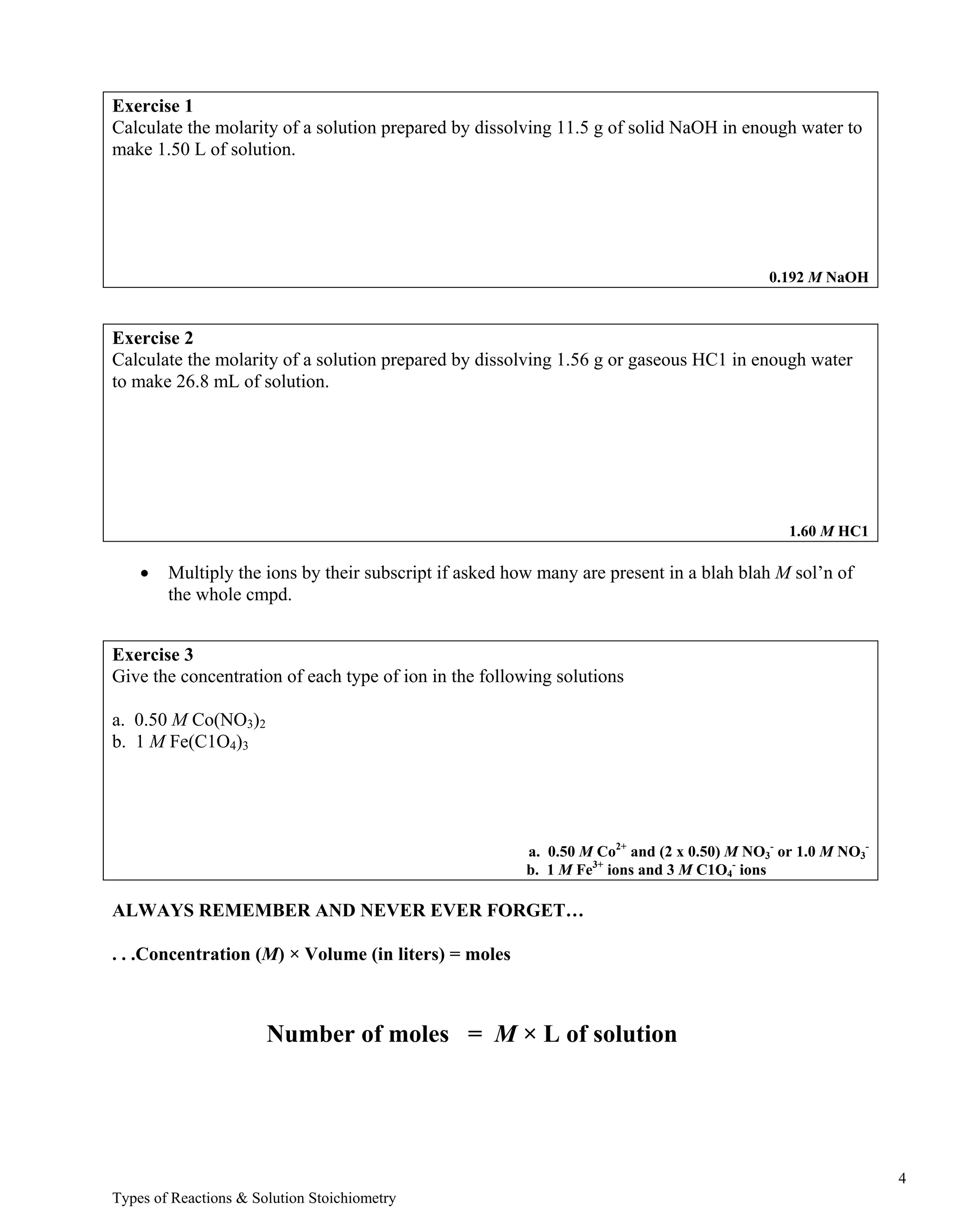 04 types of chemical reactions & solution stoich | PDF