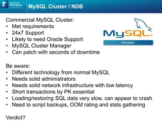MySQL @ the University Of Nottingham | PPT