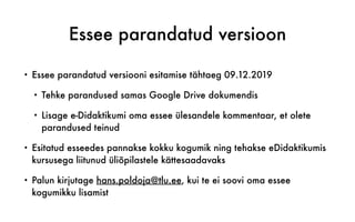 Esseede analüüs: allikatele viitamine | PPT