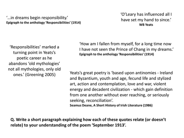 04 yeats september 1913 | PPTX | Poetry | Books and Literature