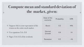 Risk and Return Problem, Chapter 5 | KEY