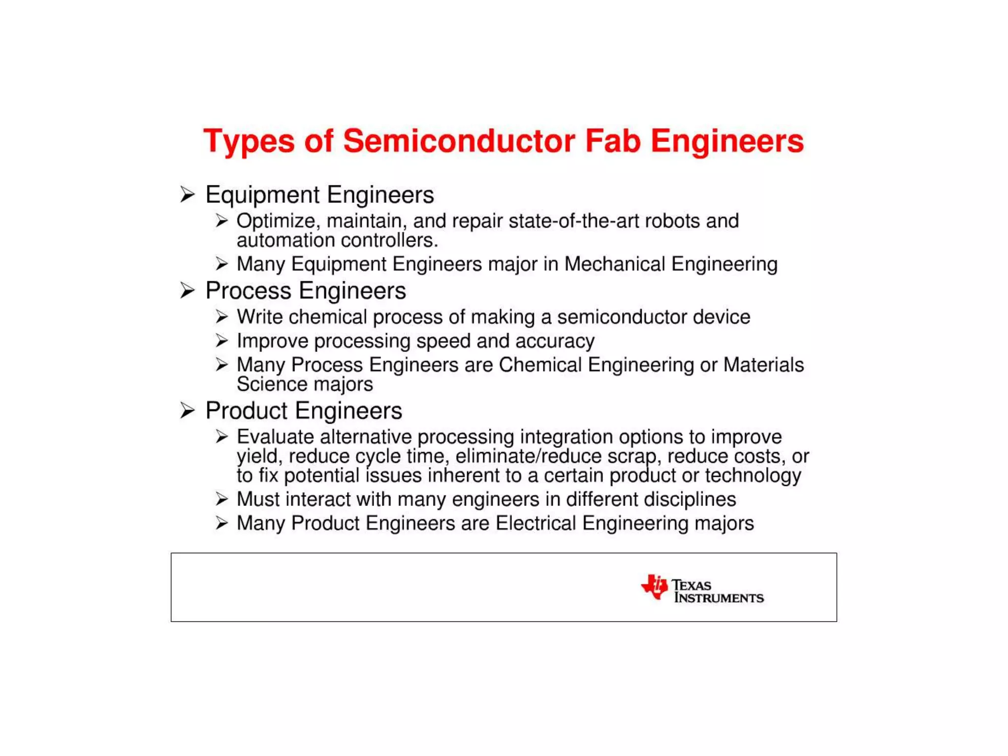 Semiconductor Manufacturing Fab Engineers | PPTX