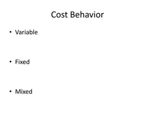 Cost Behavior | PPT
