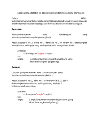 05. Colspan dan rowspan | DOCX