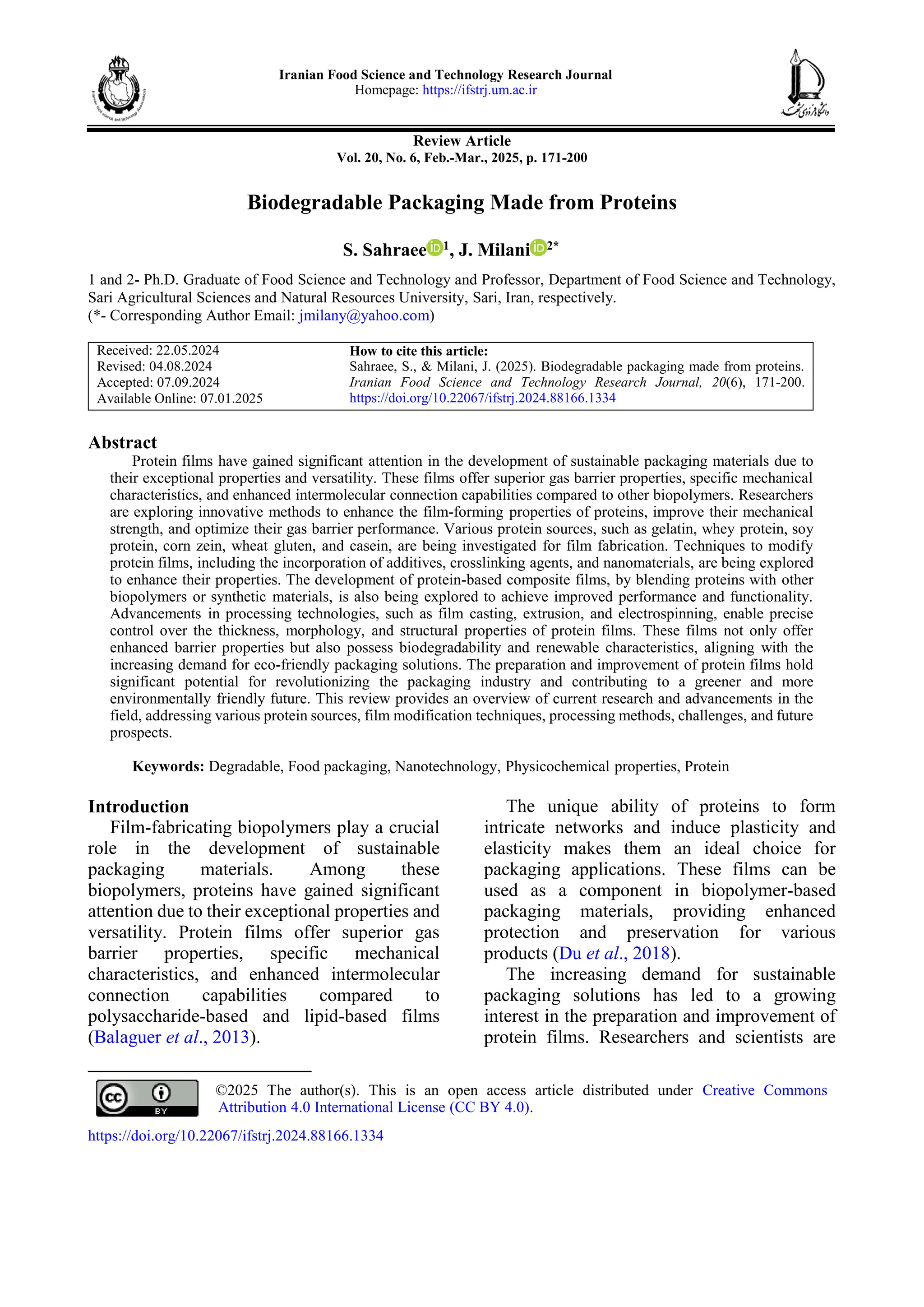 Biodegradable Packaging Made from Proteins | PDF