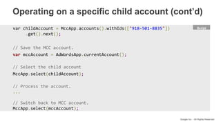 AdWords Scripts and MCC Scripting | PPT