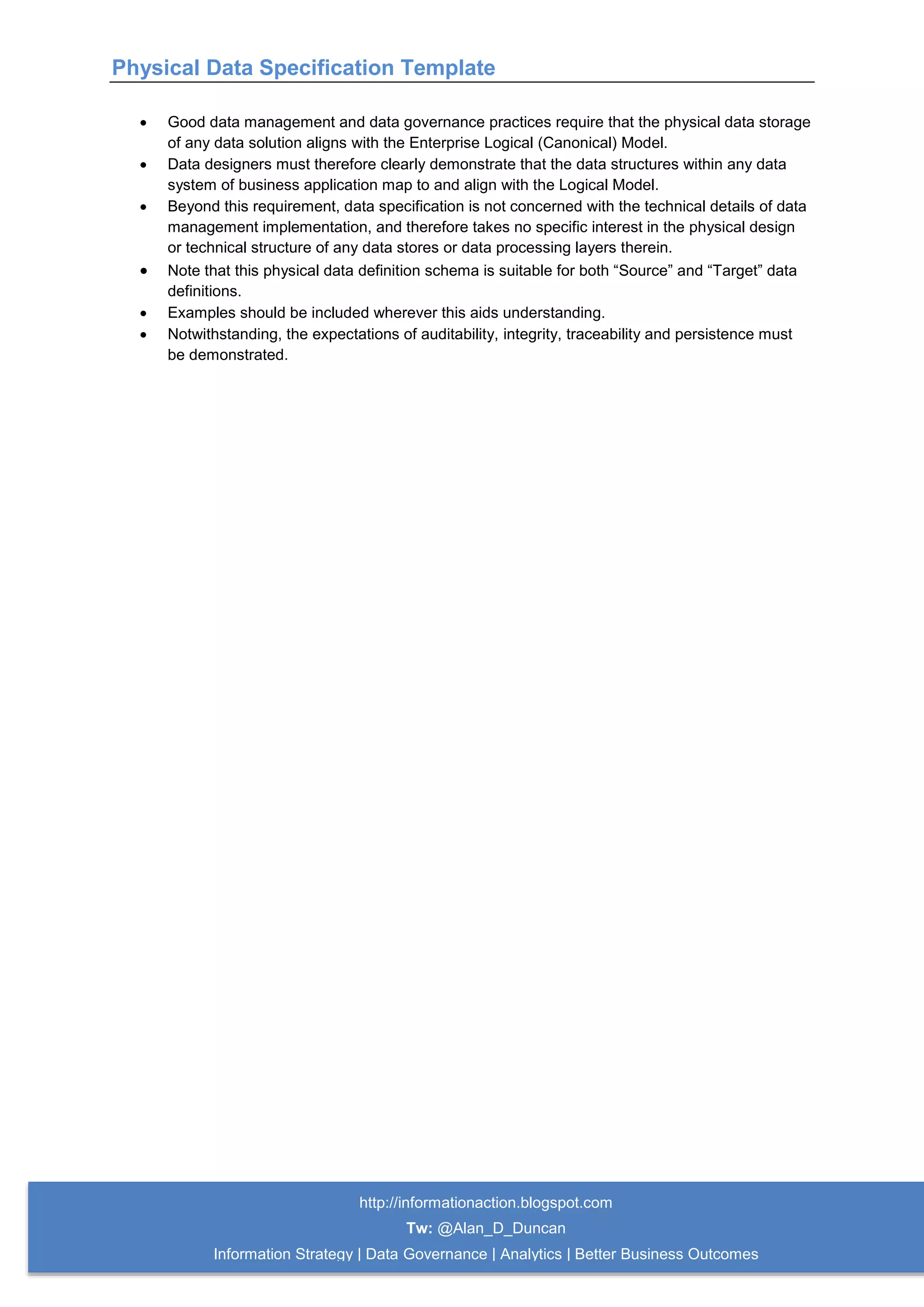 05. Physical Data Specification Template | DOCX