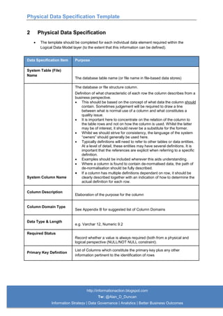 05. Physical Data Specification Template
