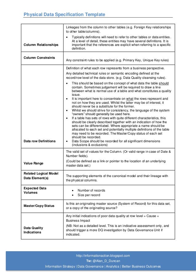 05 Physical Data Specification Template