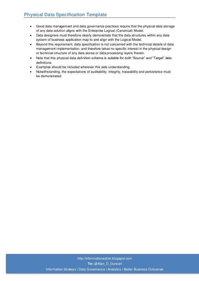 05 Physical Data Specification Template