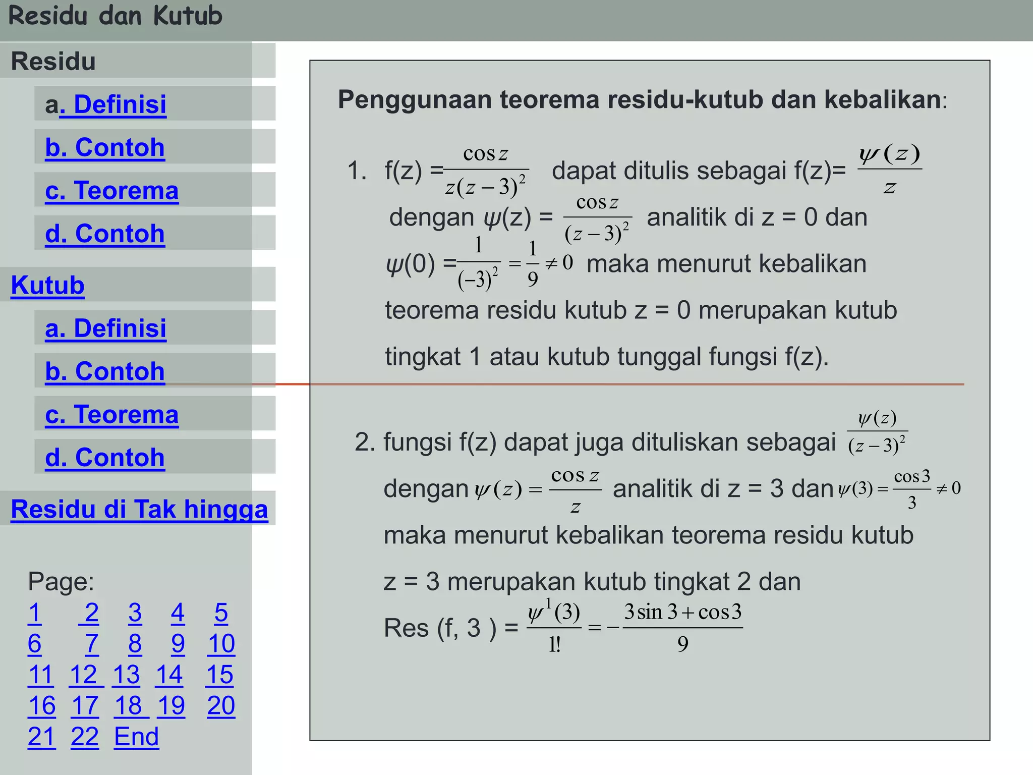 residu dan kutub (Analisis Variabel Kompleks | PPTX