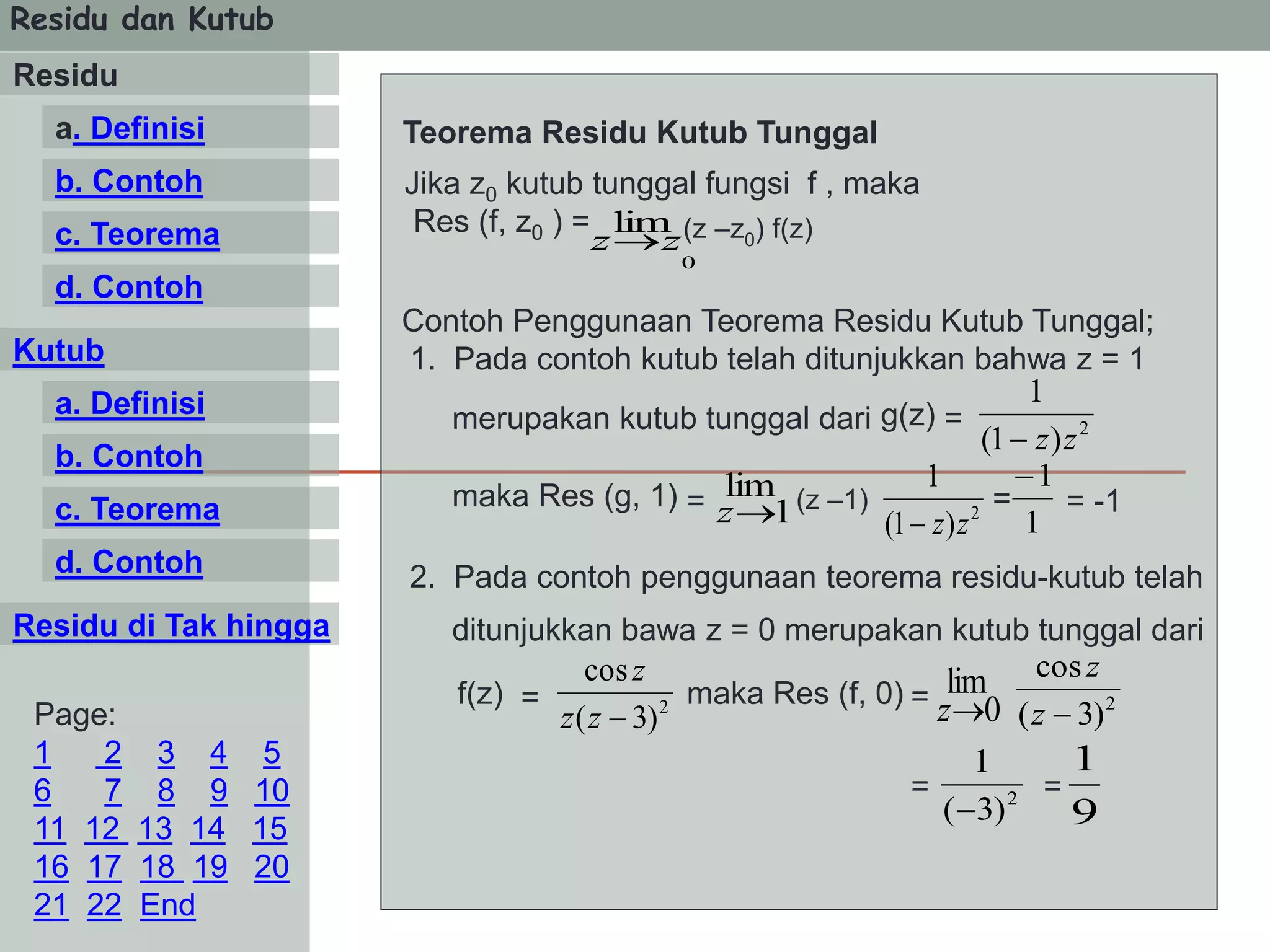 residu dan kutub (Analisis Variabel Kompleks | PPTX