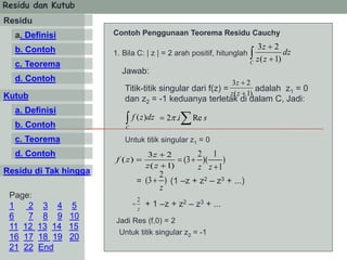 residu dan kutub (Analisis Variabel Kompleks | PPTX