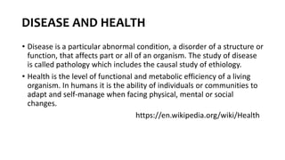 GLOBAL PERSPECTIVE CAMBRIDGE IGCSE: DISEASE AND HEALTH | PPTX