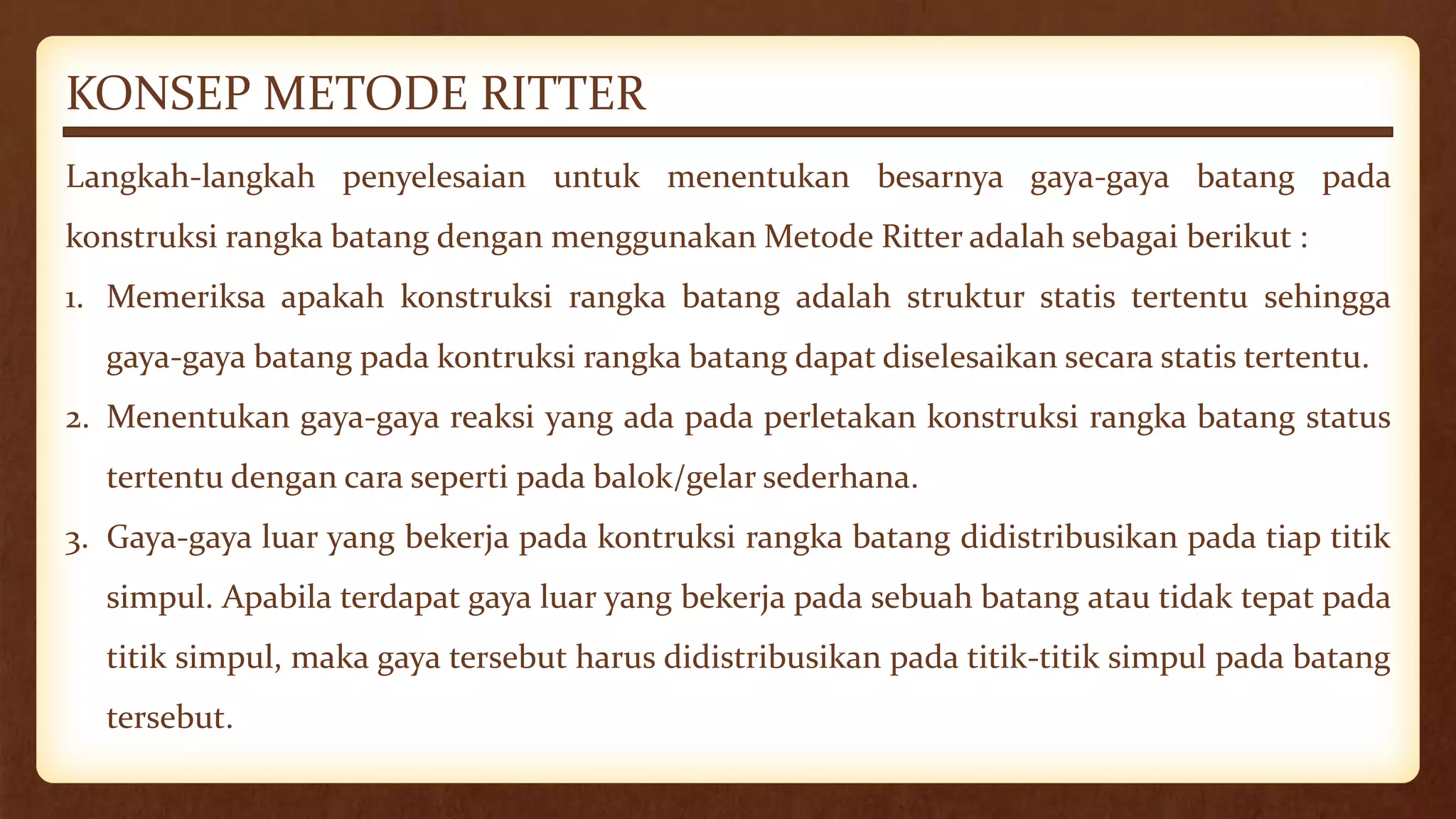 METODE RITTER PADA STRUKTUR RANGKA BATANG | PPTX