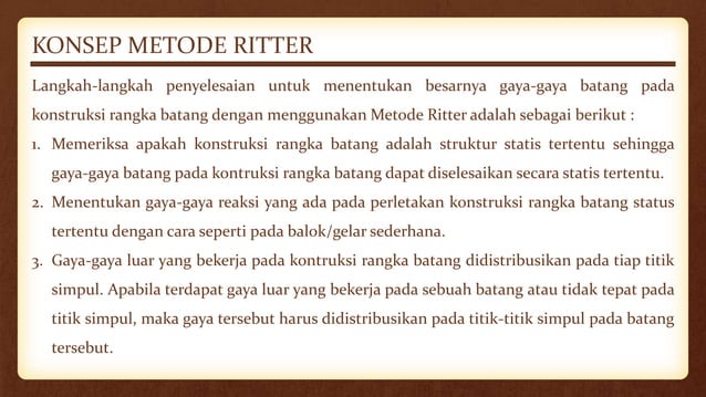 METODE RITTER PADA STRUKTUR RANGKA BATANG | PPTX