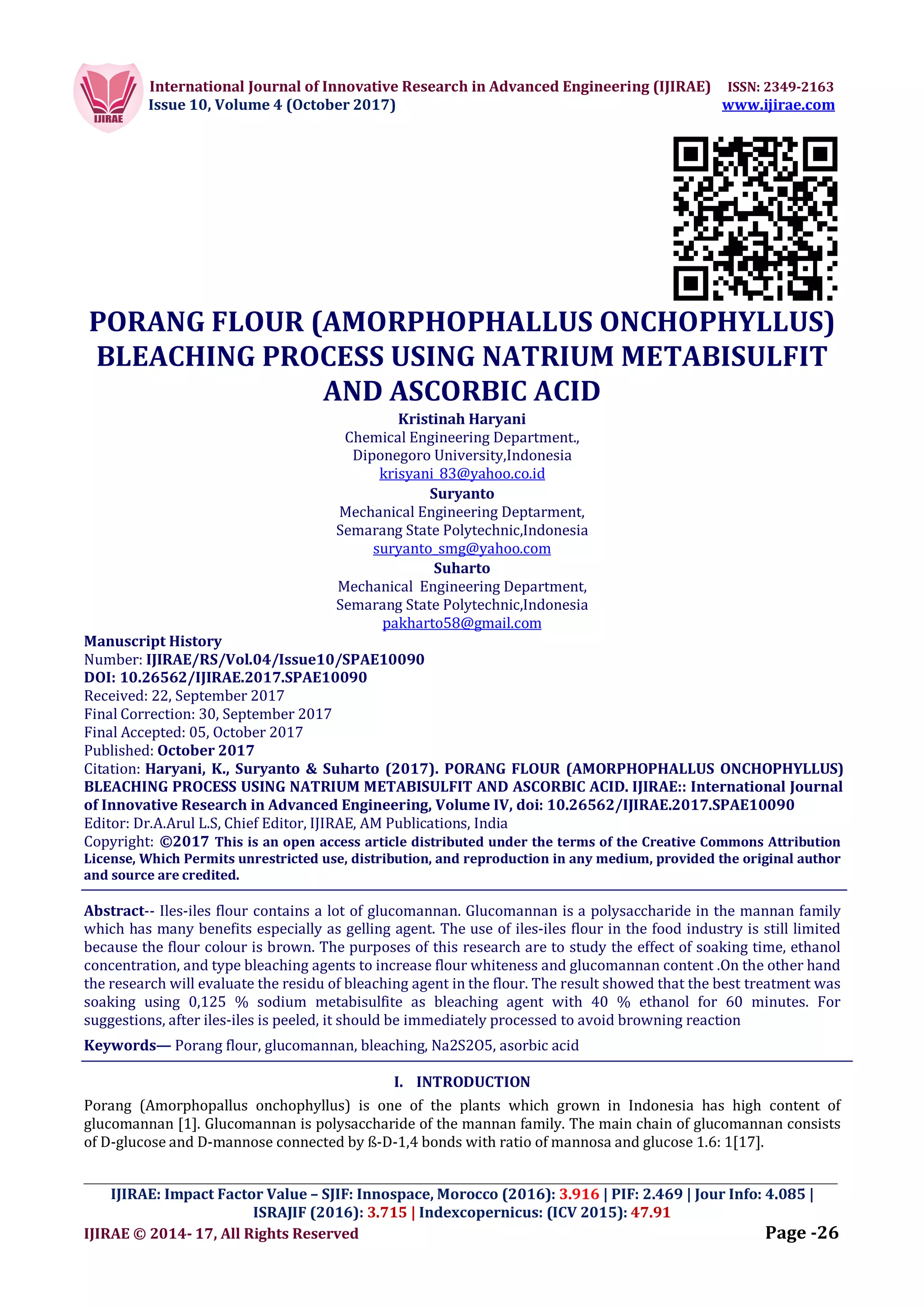 PORANG FLOUR (AMORPHOPHALLUS ONCHOPHYLLUS) BLEACHING PROCESS USING ...