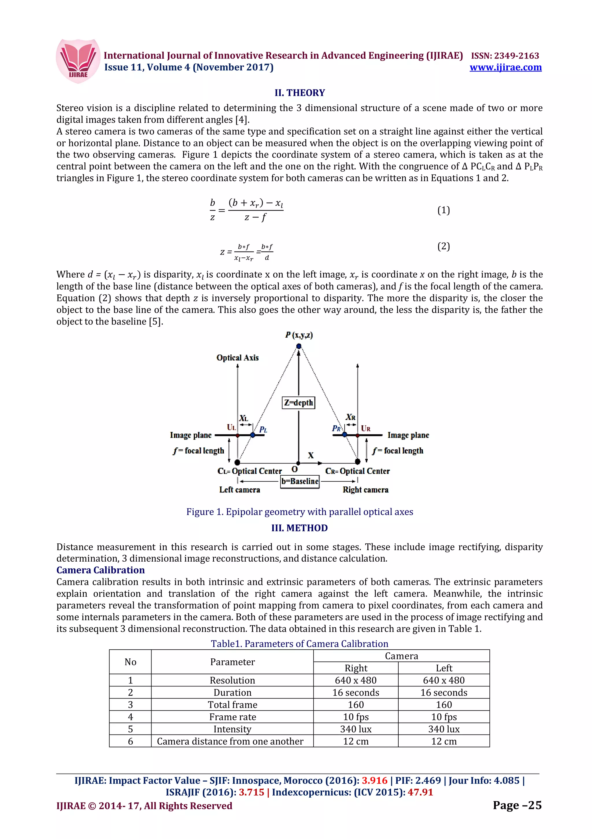 DISTANCE MEASUREMENT WITH A STEREO CAMERA | PDF