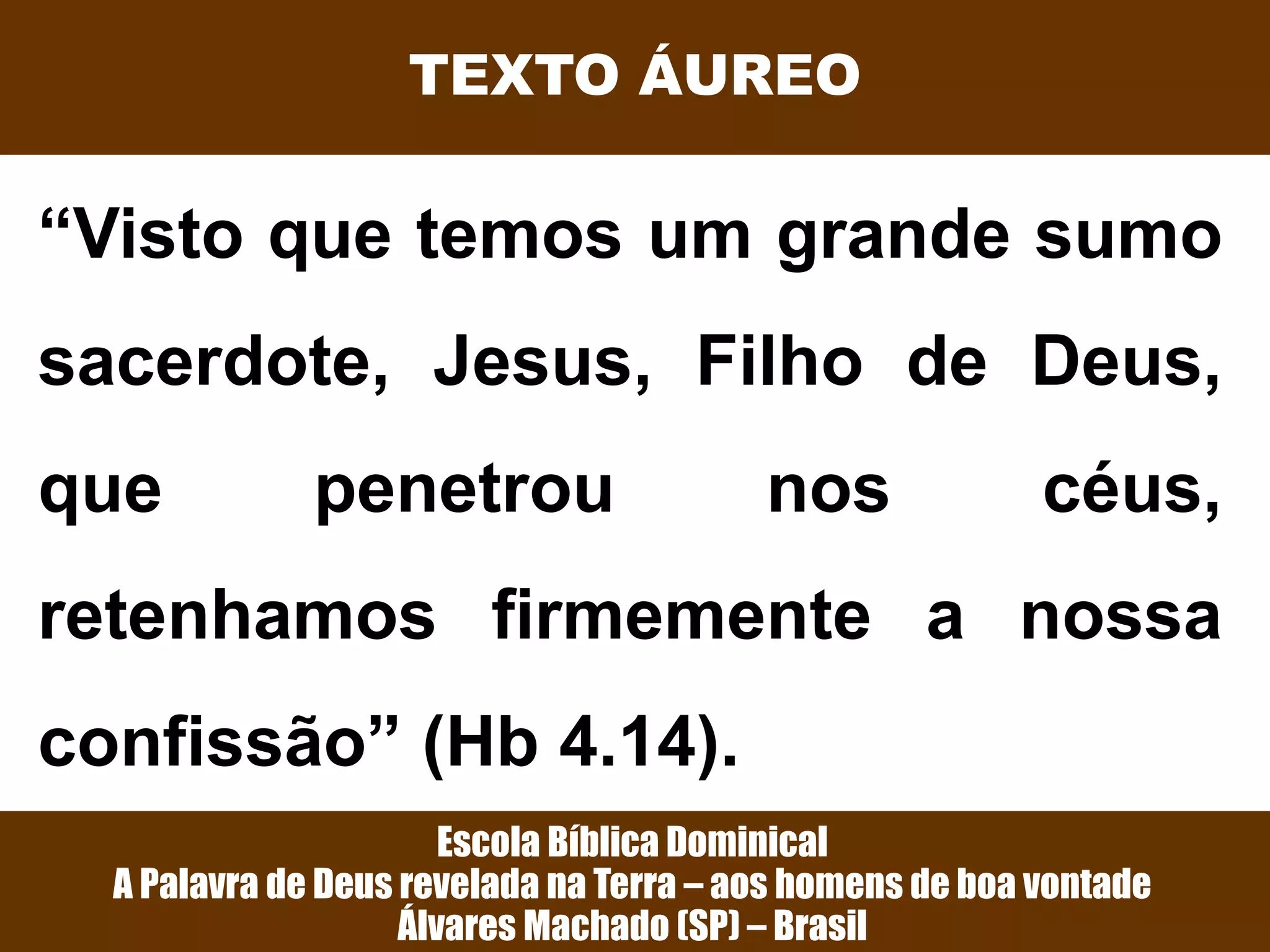 Lição 5 - Cristo é superior a Arão e à ordem Levítica