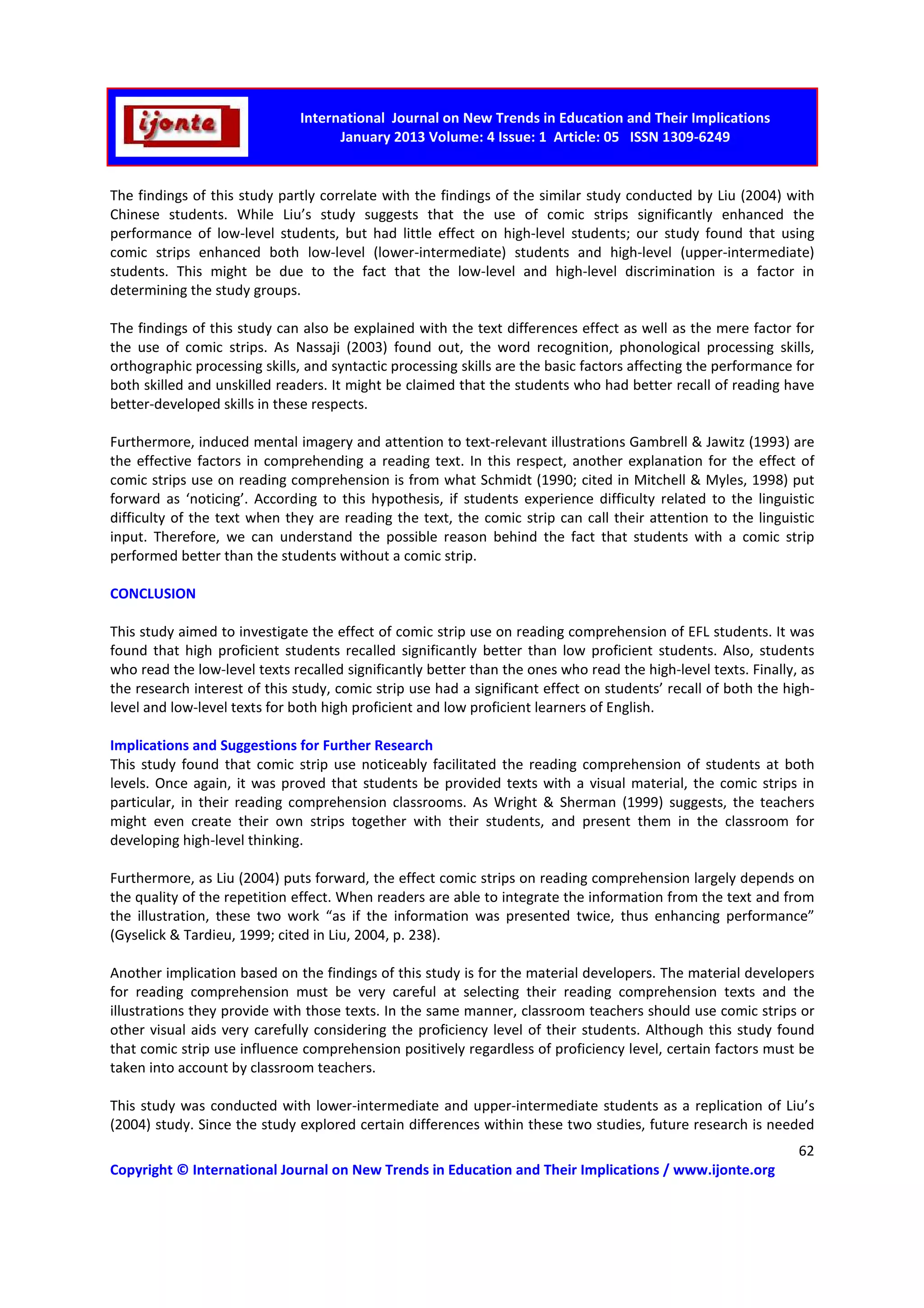 THE EFFECT OF COMIC STRIPS ON EFL READING COMPREHENSION | PDF