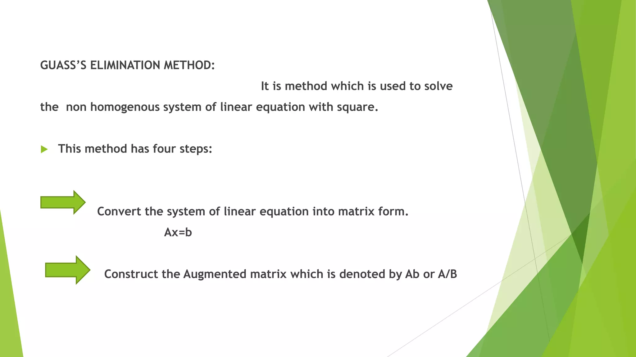 GUASS’S ELIMINATION METHOD AND EXAMPLE | PPTX