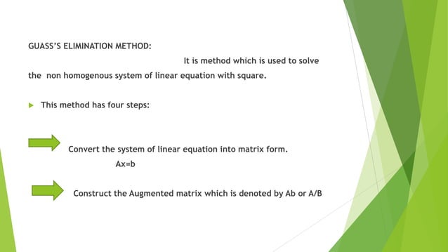 GUASS’S ELIMINATION METHOD AND EXAMPLE | PPT