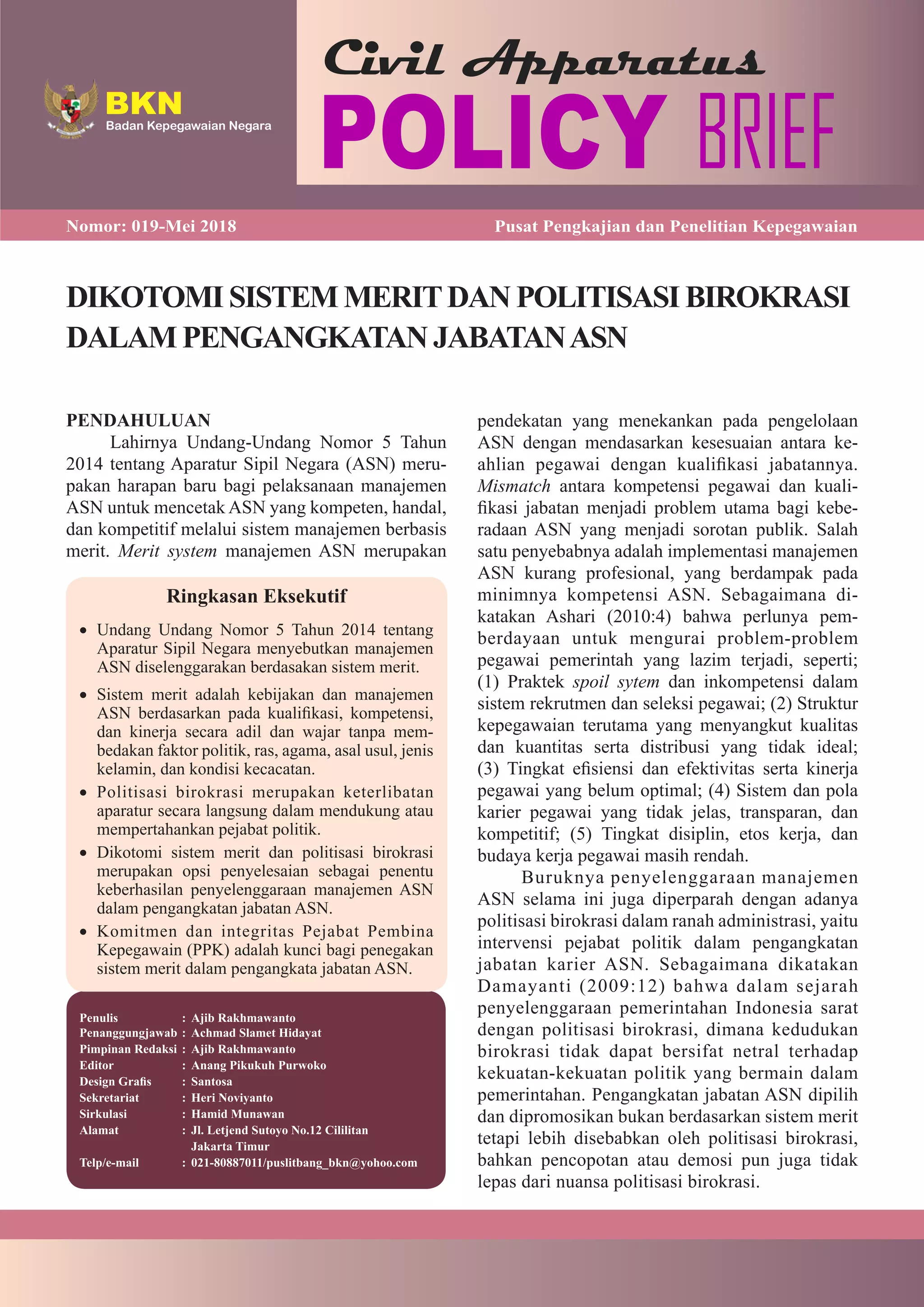 Dikotomi Sistem Merit dan Politisasi Birokrasi Dalam Pengangkatan ...