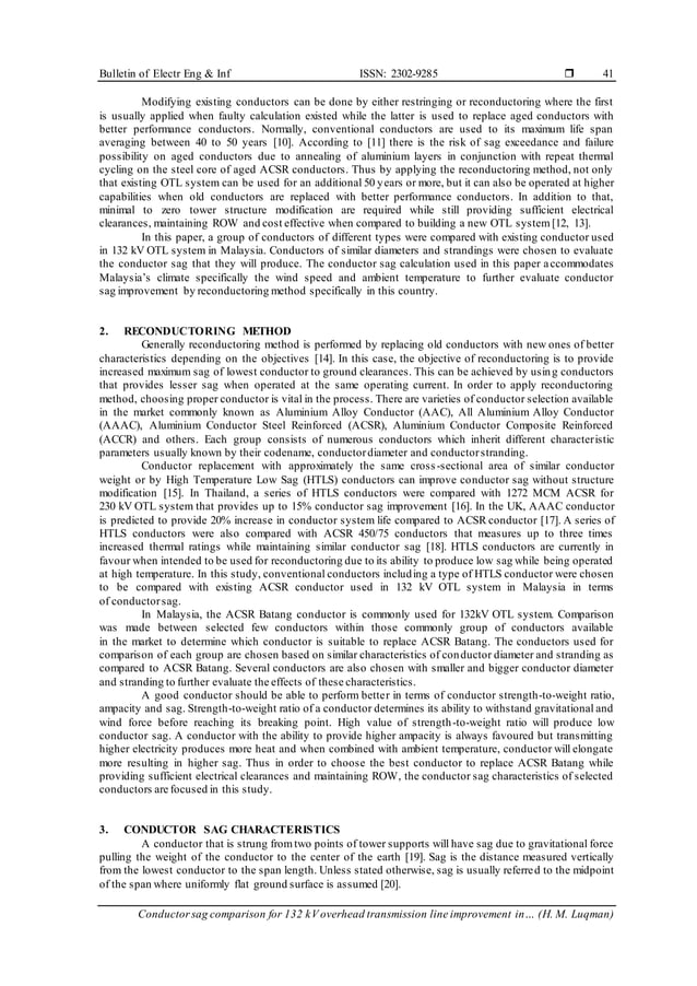 Conductor sag comparison for 132 kV overhead transmission line ...