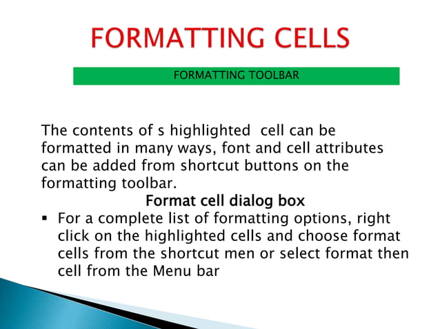 05.formatting cells | PPTX | Computing | Technology & Computing