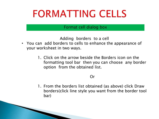 05.formatting cells | PPTX | Computing | Technology & Computing