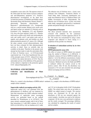 Invitro antioxidant activities of methanolic extract of whole plant of Pedalium murex (Linn.) | PDF