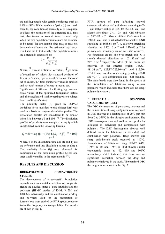 Formulation And Characterization Of Lafutidine Floating Matrix Tablets