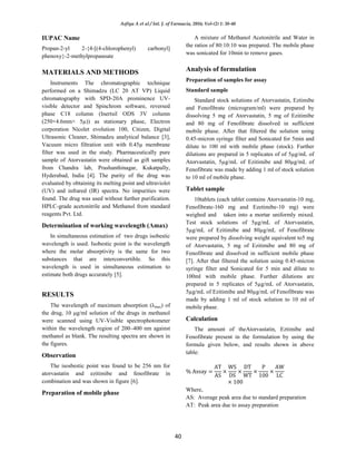 Method development and validation for the estimation of Atorvastatin, Ezitimibe and Fenofibrate ...
