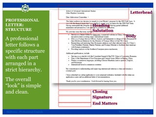 Professional Communication - The Structure of Formal Letters | PPT