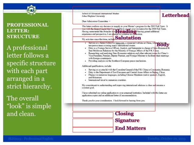 Professional Communication - The Structure of Formal Letters | PPT