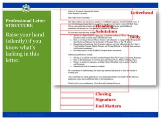 Professional Communication - The Structure of Formal Letters | PPTX