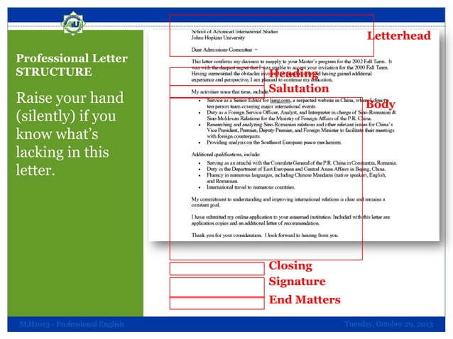 Professional Communication - The Structure of Formal Letters | PPT