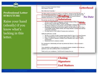 Professional Communication - The Structure of Formal Letters | PPT