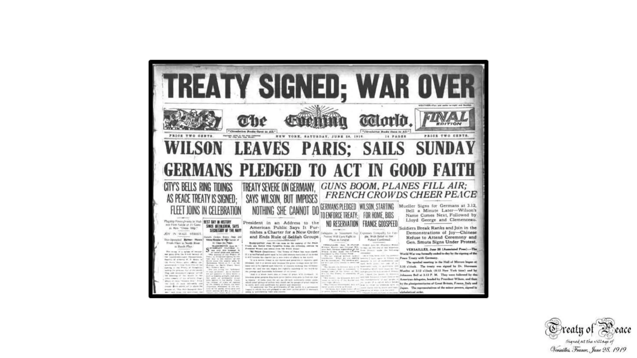 HISTORY IGCSE CONTENT - 20TH CENTURY OPTION - FAIRNESS OF THE TREATIES ...