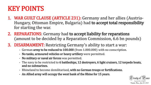 HISTORY IGCSE CONTENT - 20TH CENTURY OPTION - FAIRNESS OF THE TREATIES ...
