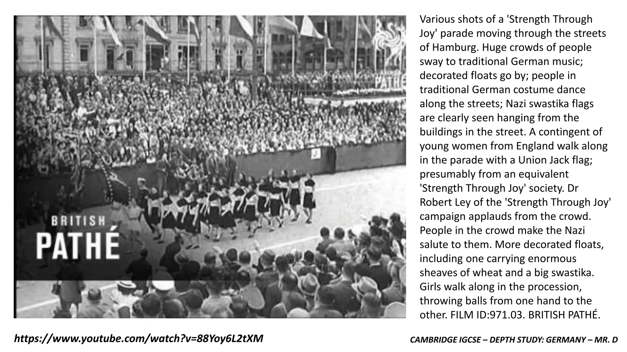 HISTORY IGCSE CONTENT - 20TH CENTURY OPTION - DEPTH STUDY GERMANY: THE ...