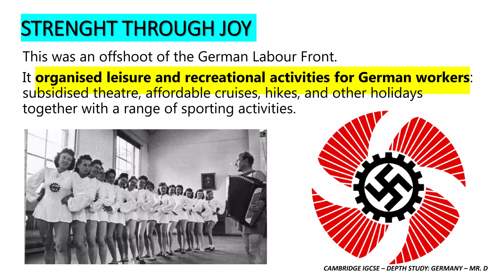 HISTORY IGCSE CONTENT - 20TH CENTURY OPTION - DEPTH STUDY GERMANY: THE ...
