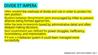 HISTORY IGCSE CONTENT - 20TH CENTURY OPTION - DEPTH STUDY GERMANY: THE ...