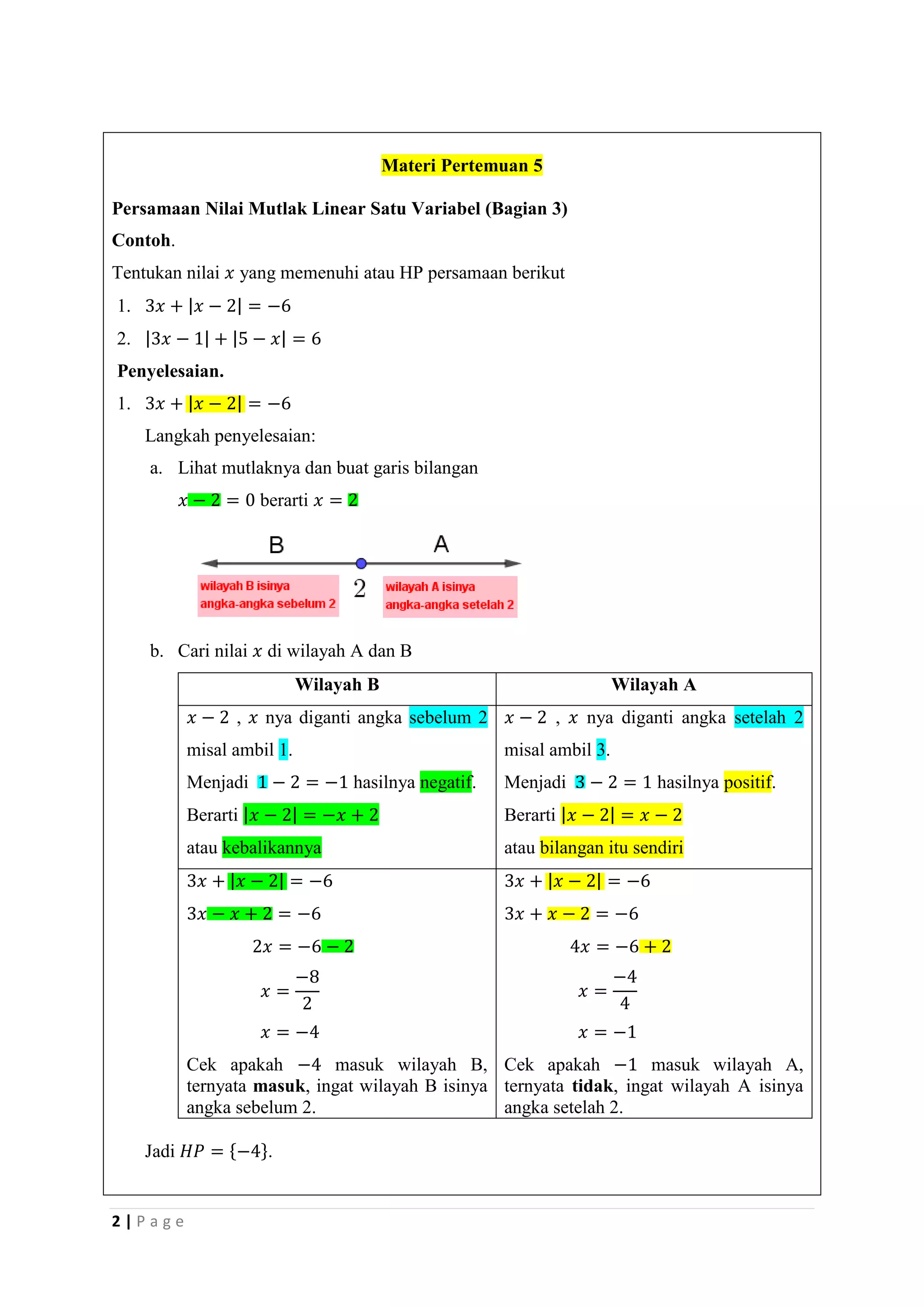 Pertemuan 5 bab 1 nilai mutlak | PDF