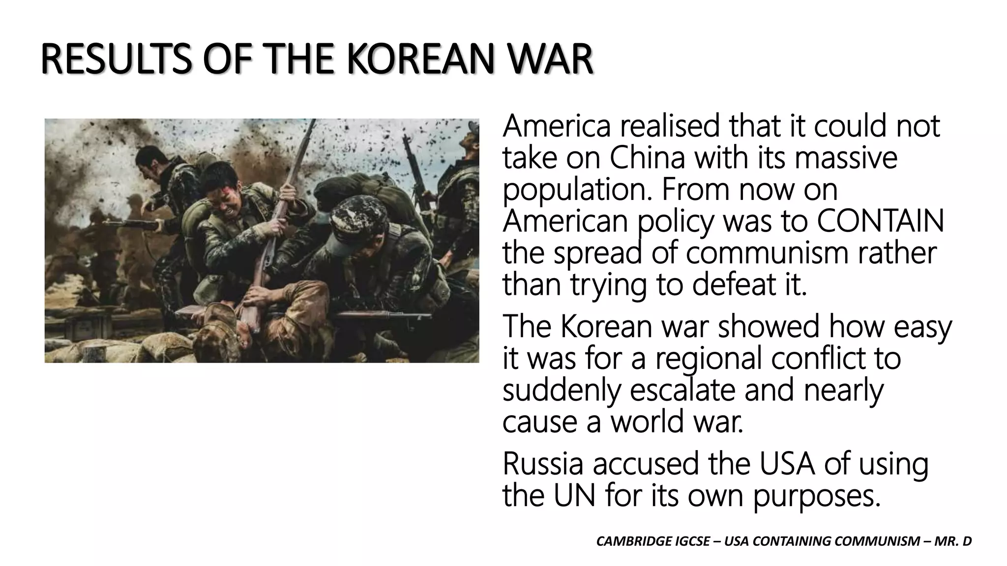 HISTORY IGCSE CONTENT - 20TH CENTURY OPTION - USA CONTAINING COMMUNISM ...