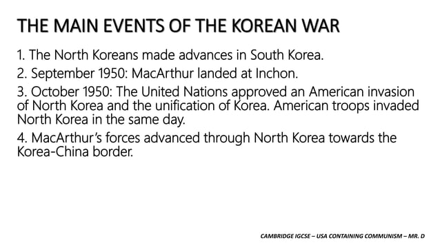 HISTORY IGCSE CONTENT - 20TH CENTURY OPTION - USA CONTAINING COMMUNISM ...