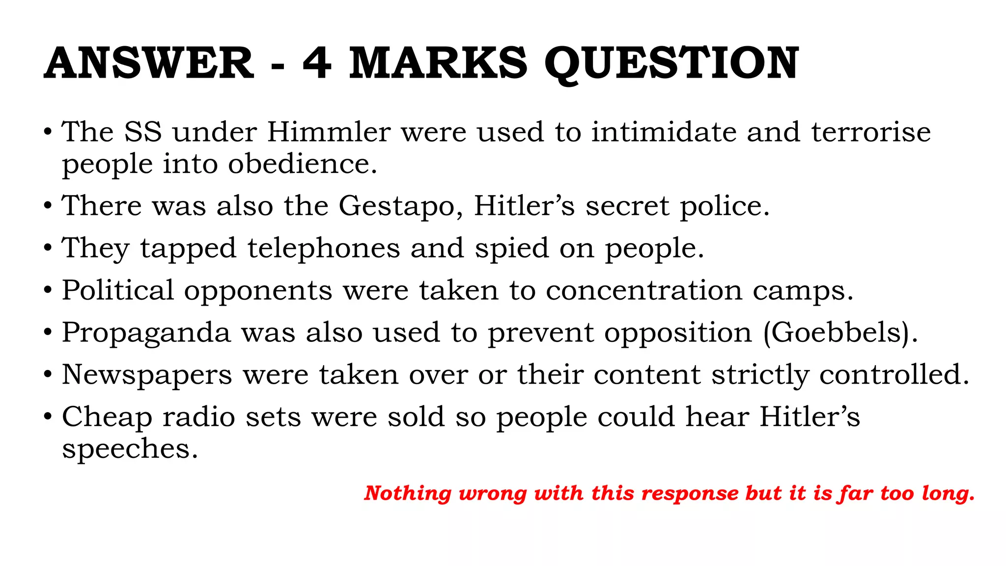 HISTORY IGCSE REVISION - MODEL PAPER 1 - DEPTH STUDY GERMANY | PPTX