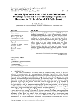 Simplified Space Vector Pulse Width Modulation Based on Switching Schemes with Reduced Switching ...