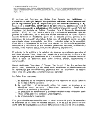 Carta Circular 05 2013-2014, del Programa de Bellas Artes | PDF